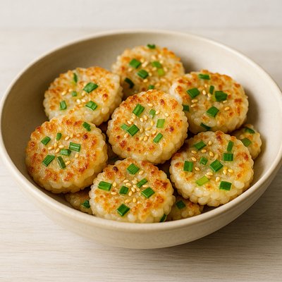 Scallion and Sesame Rice Cakes - Dinner Bestie