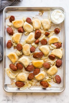 Sheet Pan Perogies and Sausage - Dinner Bestie